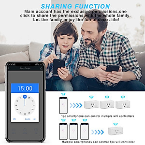 Smart Plug, WGGE WiFi Smart Plug Outlet Compatible with Alexa or Google Assistant, APP Remote Control Anywhere, Timer Function, No Hub Required, 2.4 Ghz Network Only (White / 2 Pieces)