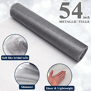 Gold Shimmer Tulle Fabric Roll, 54" by 10 Yards Large Metallic Tulle Bolt Spool for Wedding, DIY Tutu Skirt, Table Runner, Gift Wrapping, Bridal Shower Party Decoration, Soft & Drape (Gold)