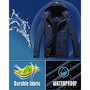 MOERDENG Men's Mountain Waterproof Ski Jacket Windproof Rain Windbreaker Winter Warm Hooded Snow Coat