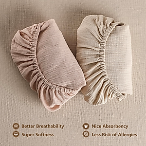 100% Cotton Muslin Changing Pad Cover for Boys Girls Baby 2 Pack, Soft and Breathable Diaper Change Table Sheets, Fit 32"x16" Contoured Pad, Fog & Blush