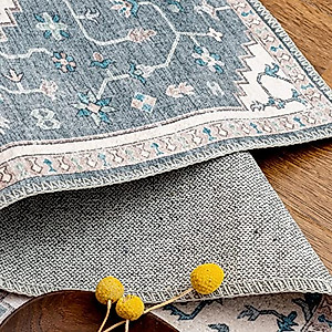 DECOMALL Rina Entryway Rugs, Bohemian Vintage Washable Non Skid Rug for Kitchen, Bathroom,2' x 3',Grey Blue