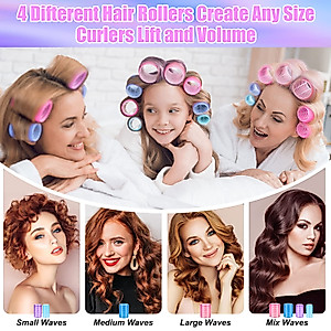 Cludoo Hair Roller Set of 60 PCS with Duckbill Clips, Includes 4 Sizes (Jumbo, Large, Medium, Small) and 4 Colors, for DIY or Hair Salon, Acrylic Material, for Long Medium Short Hair