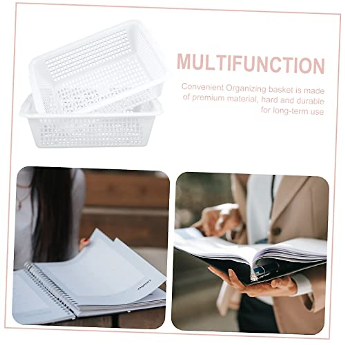 Tofficu 2pcs Storage Basket Document Letter Tray Plastic Folder Paper Storage Organizer Multifunctional File Basket Desk Tray Plastic Basket Tray Folder Basket Barbecue Desktop White Abs