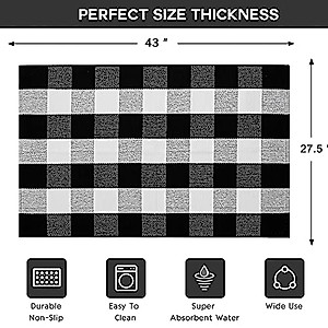 Aracon Buffalo Check Rug 27.5'' x 43'' Plaid Rug Reversible Cotton Hand-Woven Carpet Outdoor Black and White Checked Fall Decor Rug for Layered Front Porch Door Mats, Entryway, Farmhouse