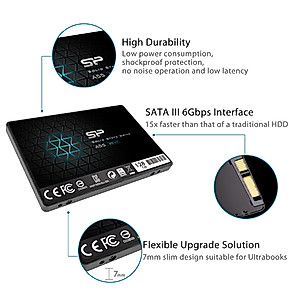 Silicon Power 128GB SSD 3D NAND A55 SLC Cache Performance Boost SATA III 2.5" 7mm (0.28") Internal Solid State Drive (SU128GBSS3A55S25AH)