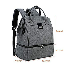 V-COOOL Breast Pump Bag Backpack Double-layer Fresh-Keeping Bag Double Layer for Mother Outdoor Working Backpack with USB Charging Port(Deep Gray)