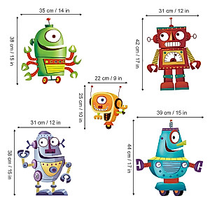 ufengke Cartoon Robot Wall Stickers DIY Removable Vinyl Wall Decals Art Decor for Kids Boys Nursery Bedroom Playroom