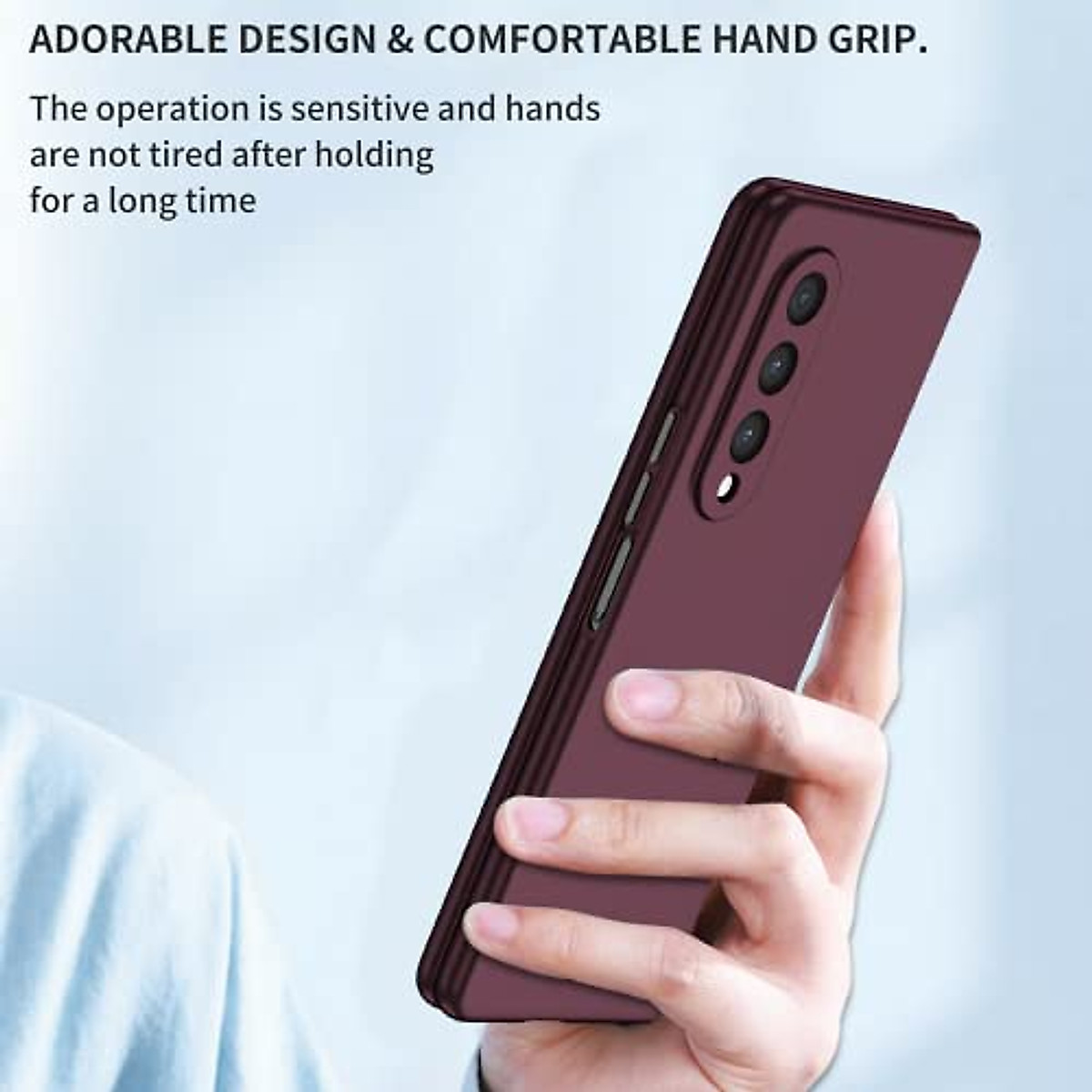 EAXER for Samsung Galaxy Z Fold 3 5G Case, Z Fold 3 Silicone Case, Slim Folding Rugged Heavy Duty, Skin Feel, Shockproof Case Cover (Wine red)