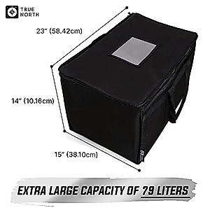 TRUE NORTH Insulated Food Delivery Bag w/Divider (23"x15"x14") - Uber Eats Food Warmer Bag - Pizza Bags for Delivery, Warming Bags for Food - Insulated Delivery Bags for Hot Food - Pizza Delivery Bag