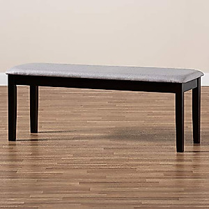 Baxton Studio Teresa Modern and Contemporary Transitional Grey Fabric Upholstered and Dark Brown Finished Wood Dining Bench