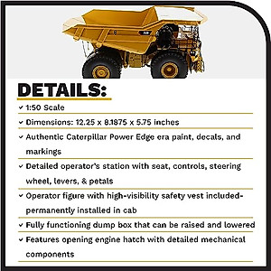Diecast Masters 1:50 Caterpillar 797F Tier 4 Final Mining Truck | High Line Series Cat Trucks & Construction Equipment | 1:50 Scale Model Diecast Collectible | Diecast Masters Model 85655