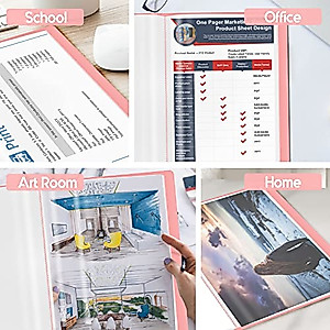 11x17 Portfolio Presentation Book - Art Portfolios 11x17 Binder with 40 Plastic Sleeves for Displaying 80 Pcs 11 x 17" Paper, Artwork, Prints or Posters - Pink