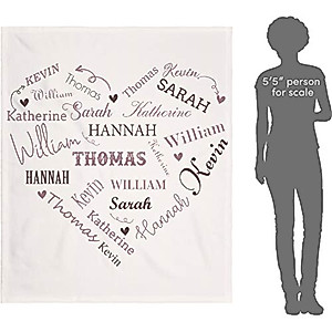Personalized Name Blankets for Baby, kids and adults, Mom, Grandma. Custom Name Blanket from Your Names. Close to Heart Customized Throw. Gift for Mothers day, Christmas (Rose White, Fleece 50" x 60")