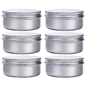 6 Ounce Aluminum Cans 180 mL Screw Lid Metal Storage Tins Containers for Storing Spices, Candies, Lip Balm, Candles, 12 Pcs.