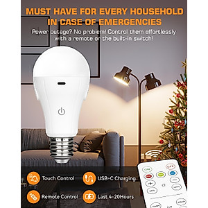 BoRccdit Battery Operated Light Bulb with Remote Control 1800K