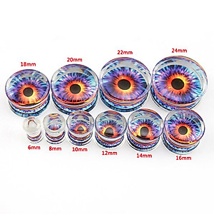 ZS Acrylic Transparent Purple Eyeball Fashion Ear Plugs Tunnel Expander Gauges Piercing (Gauge=11/16"(18mm))