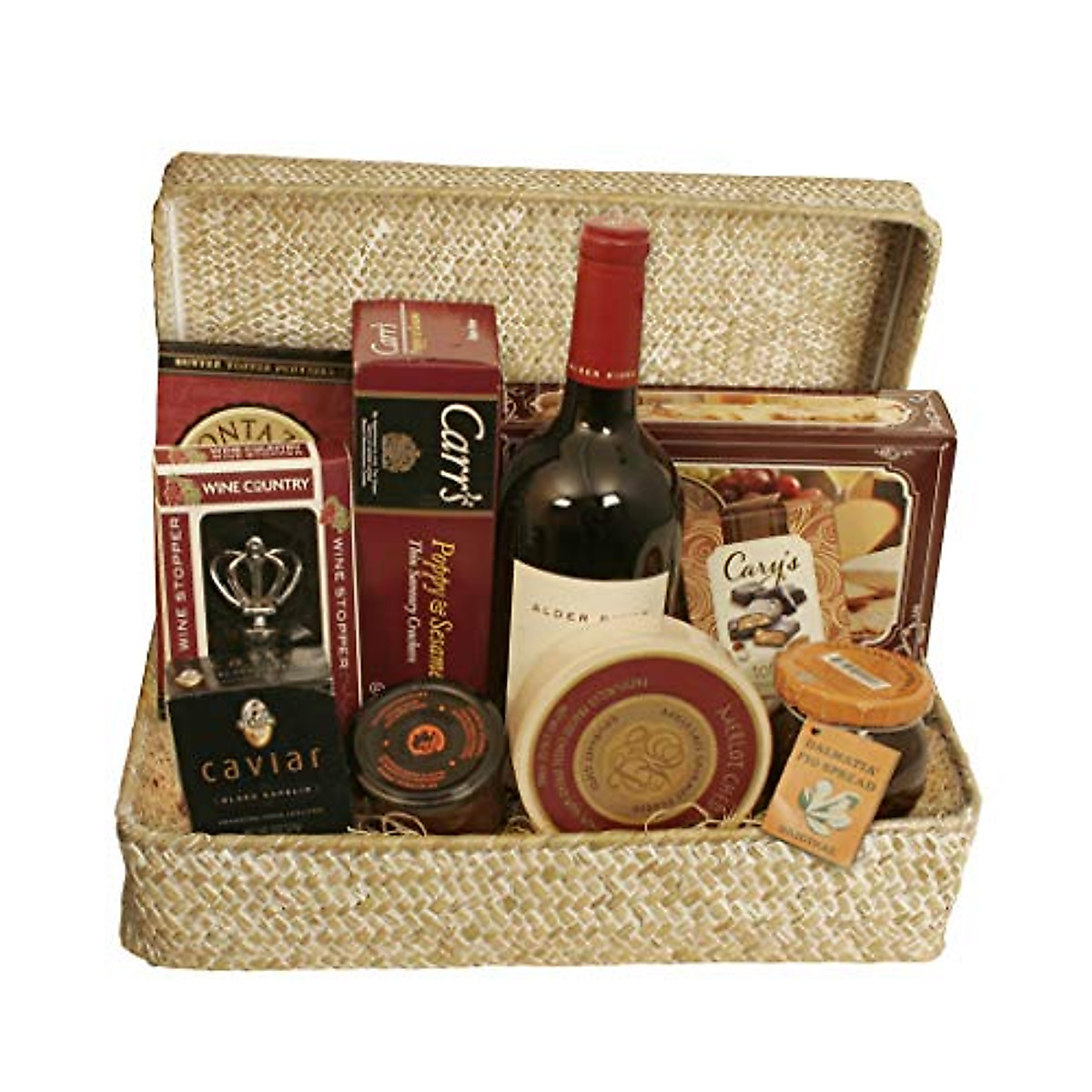 Wald Imports Seagrass-Reed Basket with Lid, 12-Inch, Whitewash