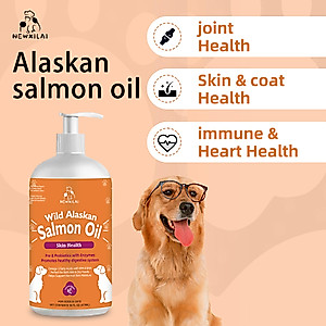 Wild Alaskan Salmon Oil for Pets - Pure Fish Omega 3 Liquid Dog & Cat Food Supplement Supports Skin, Coat, Joints, Immune System & Heart Health Natural Allergy EPA + DHA Essential Fatty Acids 16oz