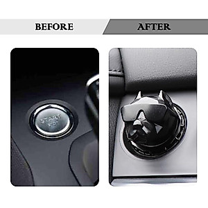 NHHC Car Push Start Button Cover,Heavy Duty Car Ignition Button Cover with Cool Dog Design for Car Decorations,Universal Car Interior Accessories Engine Start Stop Button Cover (Black)
