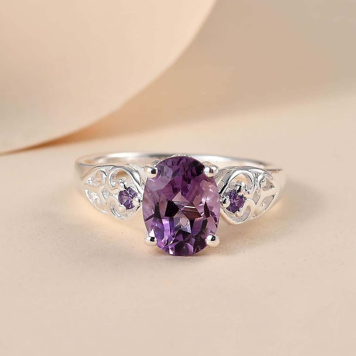 Shop LC Amethyst Rings for Women Sterling Silver 925 Amethyst Ring Cubic Zirconia CZ Crystal Jewelry Gifts for Women Ctw 1.85 Birthday Gifts
