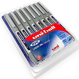 Uni-Ball - UB-157 Rollerball Pens - 0.7mm Nib - Violet Purple Ink - Wallet of 8