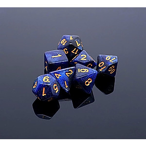 CREEBUY DND Dice Set Dark Blue Mix Black Nebula Dice for Dungeon and Dragons D&D RPG Role Playing Games 7Pcs Polyhedral Dice with Dice Bag