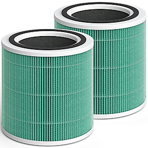 Breabetter AC400 True HEPA Replacement Filter Compatible with Purivortex AC400 Purifiers, 3-in-1 H13 True HEPA Filter（2-Pack）-Green