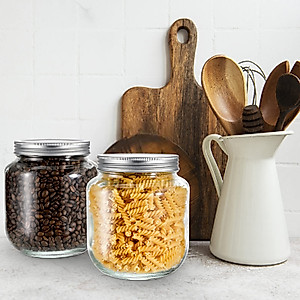 Coloch 4 Pack Half Gallon Glass Jar with Metal Lid, 64 Oz Clear Food Storage Jar Wide Mouth Glass Pantry Container for Candy, Cookie, Flour, Kombucha Tea, Fermenting