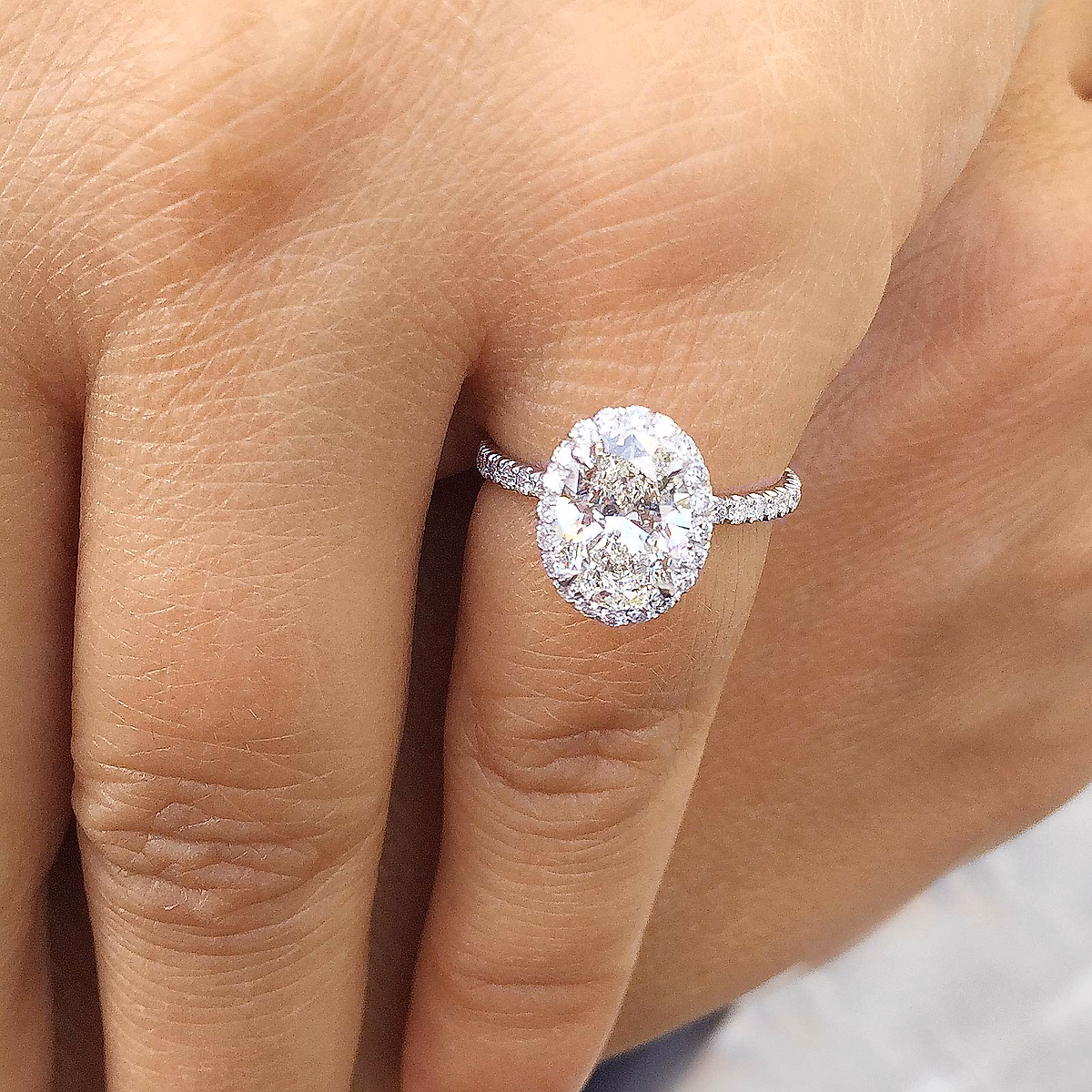 14k Solid White Gold Oval and Round Cut Simulated Diamond Engagement Ring Halo Art Deco Bridal Set Half Eternity Wedding Anniversary 2.50ct