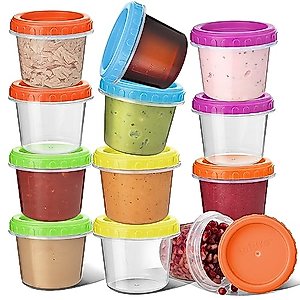 Tafura Small Lunch Containers [12 Pack] 4 Oz. Small Containers with Lids | Snack Containers for Lids | Condiment Containers for Puree, Snacks, and More | Reusable, BPA Free