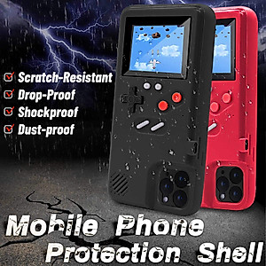 Game Console Case for iPhone,DIKKAR Retro Protective Cover Self-Powered Case with 36 Small Games,Full Color Display,Video Game Case for iPhone 11 Pro Max (Black)