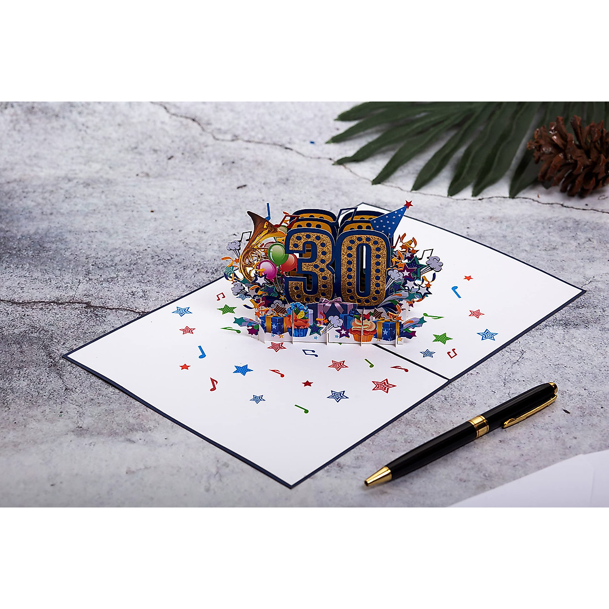 DKT HANDMADE Happy Birthday Pop Up Card - Pop Up Happy Birthday Card, Happy Birthday Number Age (Number Age 30th - Blue)