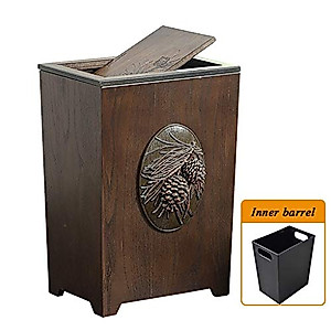 TKFDC Wooden Trash Can, Simple Creative Japanese Style Trash Can Home Living Room Bedroom Office Storage Bucket Trash Can