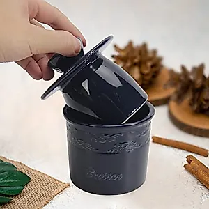 SGAOFIEE Porcelain Butter Crock, Butter Keeper Dish, French Ceramic Crock with Lid, Countertop French Ceramic Butter Dish Keeper for Spreadable Butter, Navy