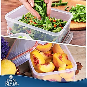 DAN RIVER Reusable Air Tight Plastic Containers with Lids 24-Piece Set (12 Containers & 12 Snap Lids), Leak-Proof & Microwave Safe, Air Tight Food Storage Set, Red