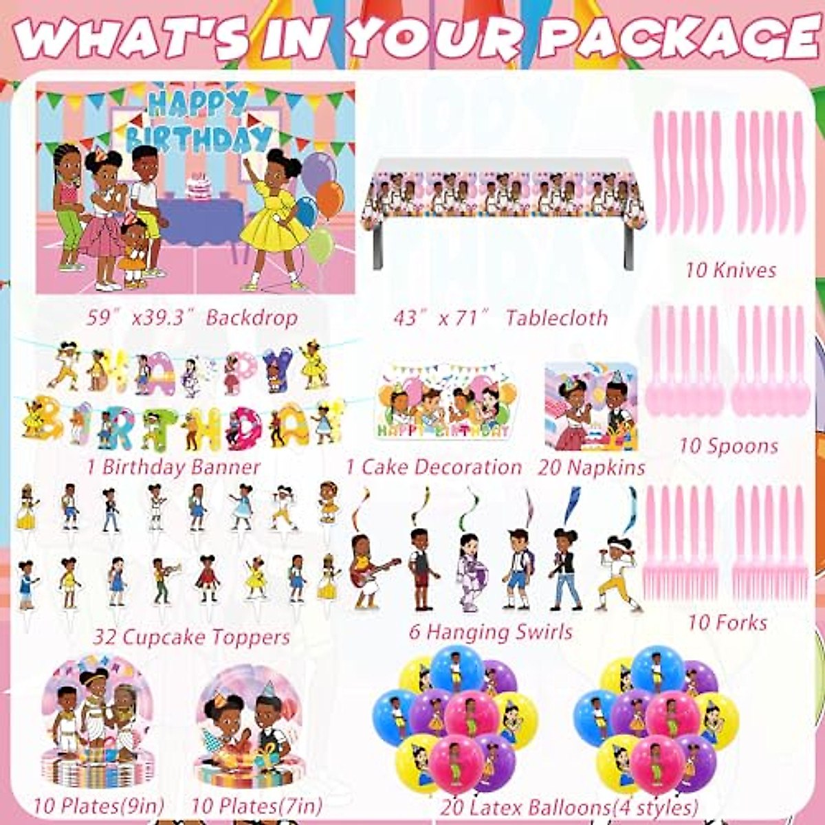 Gracie Corner Party Decorations - 155Pcs Gracies Corner Decorations include Banner Tablecloth Backdrop Ballons Cupcake Cake Toppers Tableware Hanging Swirls. Gracie Corner Birthday Decorations