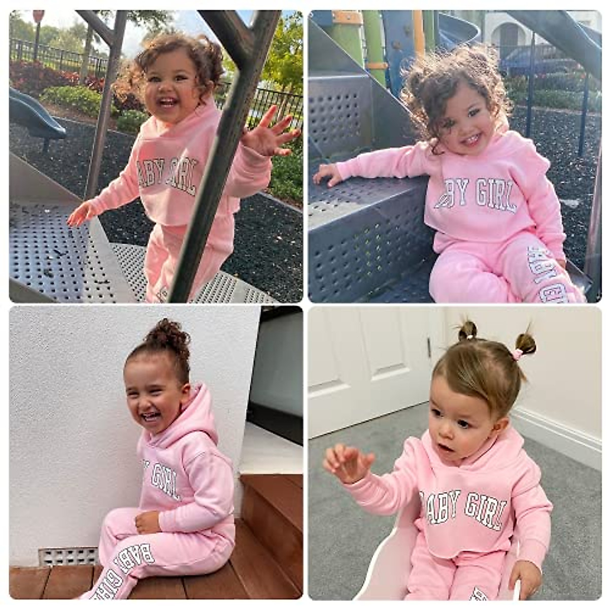 Menglang Toddler Girl Clothes Outfits Baby Girl Cropped Hoodie Pants Fall Winter Sweatshirt Set 2T Girl Clothes 3T