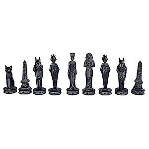 Pacific Giftware Ancient Egyptian God Kingdom Civil War Chess Set with Glass Board 17" x 17" -33PCS [Gold & Black] [Obelisk, Anubis, Bastet, King TUT, Nefertiti, Osiris]