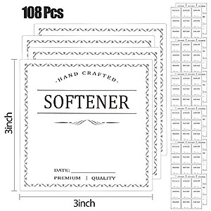 108 Pieces Waterproof Laundry Bottle Labels White Removable 18 Kinds Hand Dish Soap Lotion Conditioner Dispenser Cleaning Stickers for Farmhouse Bathroom Kitchen (3 x 3 Inches)
