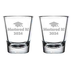 Set of 2 Shot Glasses 1.75oz Shot Glass Mastered it 2024 Graduation Masters Degree