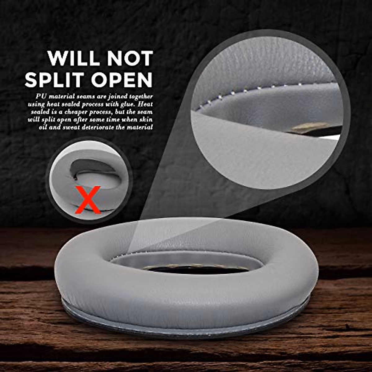 Lambskin QC45 QC35ii QC35 QC25 QC15 Earpads Cushions Replacement Ear Pads for Bose QC 45 35 II QC2 AE2 AE2i AE2w SoundLink SoundTrue 35ii 25 15 2 AE QuietComfort Sheepskin Leather Gray Grey (Silver)