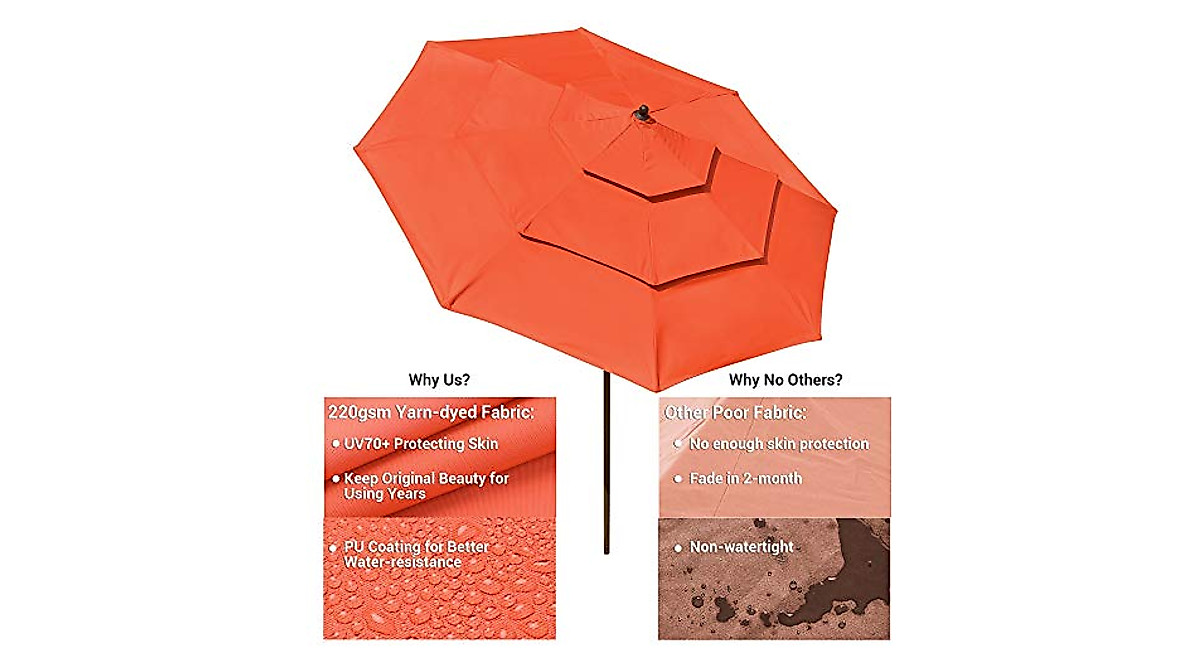 Yescom 9' UV70+ Wind Resistant Patio Umbrella