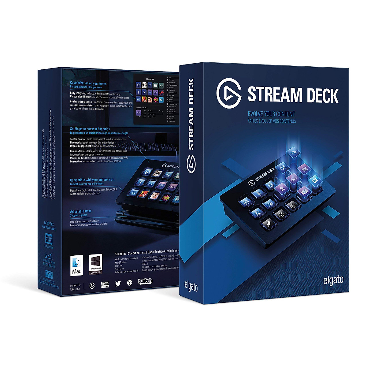 Elgato Stream Deck - Live Content Creation Controller with 15 Customizable LCD Keys, Adjustable Stand, for Windows 10 and macOS 10.11 or Later (Renewed)