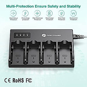 FirstPower 4-Channel Fast Charger for Sony NP-F550 NP-F570 NP-F750 NP-F770 NP-F930 NP-F950 NP-F960 NP-F970 Camera Battery