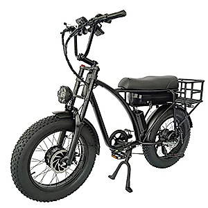 Lanshanchu (US Spot Smlro E5 Plus Electric Retro Cargo Bike 2000W Dual Motor Motorcycle Ebike 48V 18Ah EBike 20" Fat Tire 7 Speed E Bike MTB Mountain City Road Snow Bike