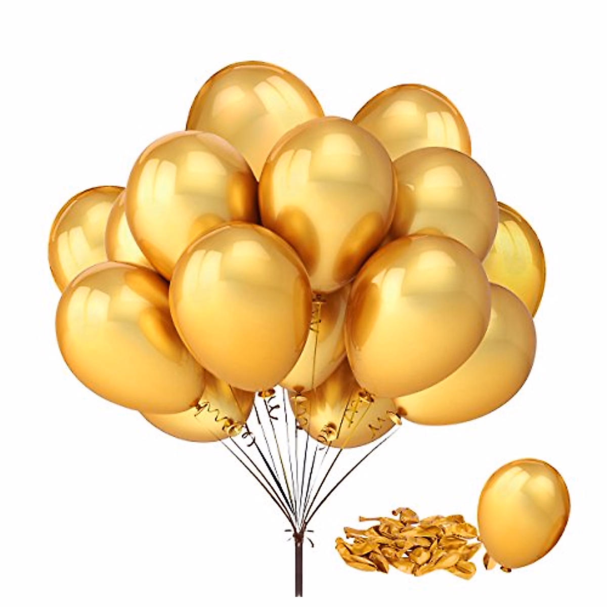 Fecedy 12" 100pcs/pack Gold Black Round Balloons for Graduation Wedding Birthday Baby Shower Party decorations