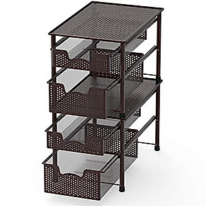 SimpleHouseware Stackable 2 Tier Sliding Basket Organizer Drawer, Bronze