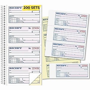 1InTheOffice Money and Rent Receipt, Carbonless Rent Receipt Book, Receipt Book, 2-Part, 4.75" x 2.75", 200 Sets/Book