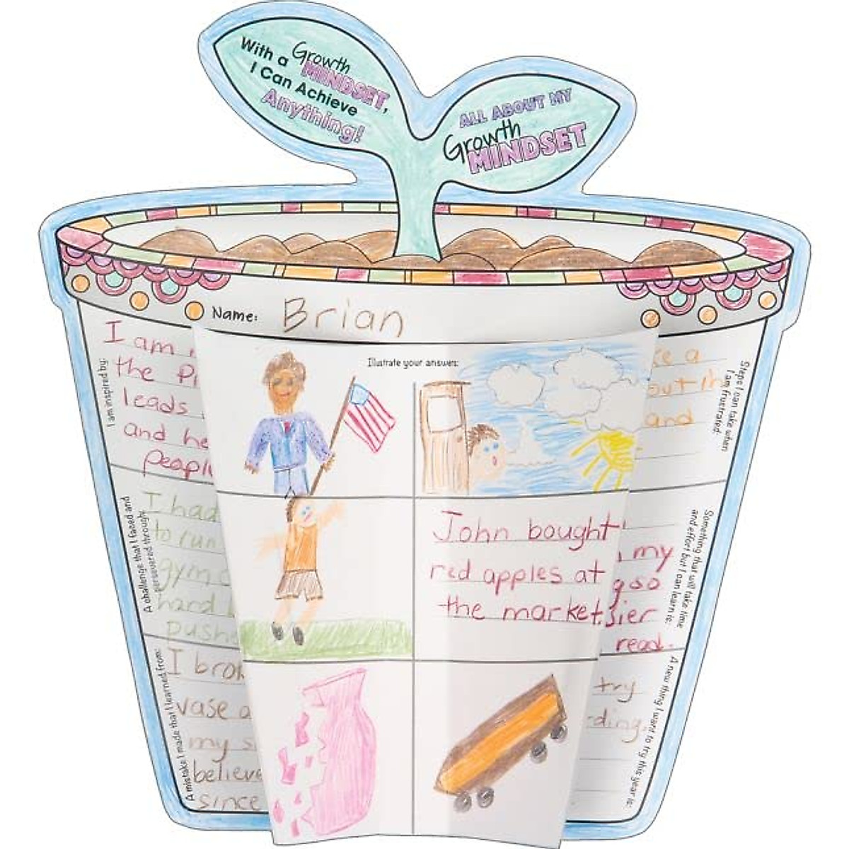 Ready-to-Decorate 3-D Growth Mindset Flowerpots