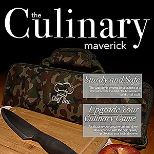 Chef Sac Chef Knife Roll Bag Travel Case | 8+ Slots for Knives & Tools | 2 Flaps with Cleaver & Mesh Pocket | Chef Knife Case for Professional & Culinary Work | Knives Not Included (Army Green)